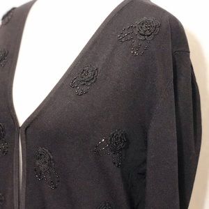 Max Studio | Sweaters | Max Studio Sequined Crochet Black Cardigan ...
